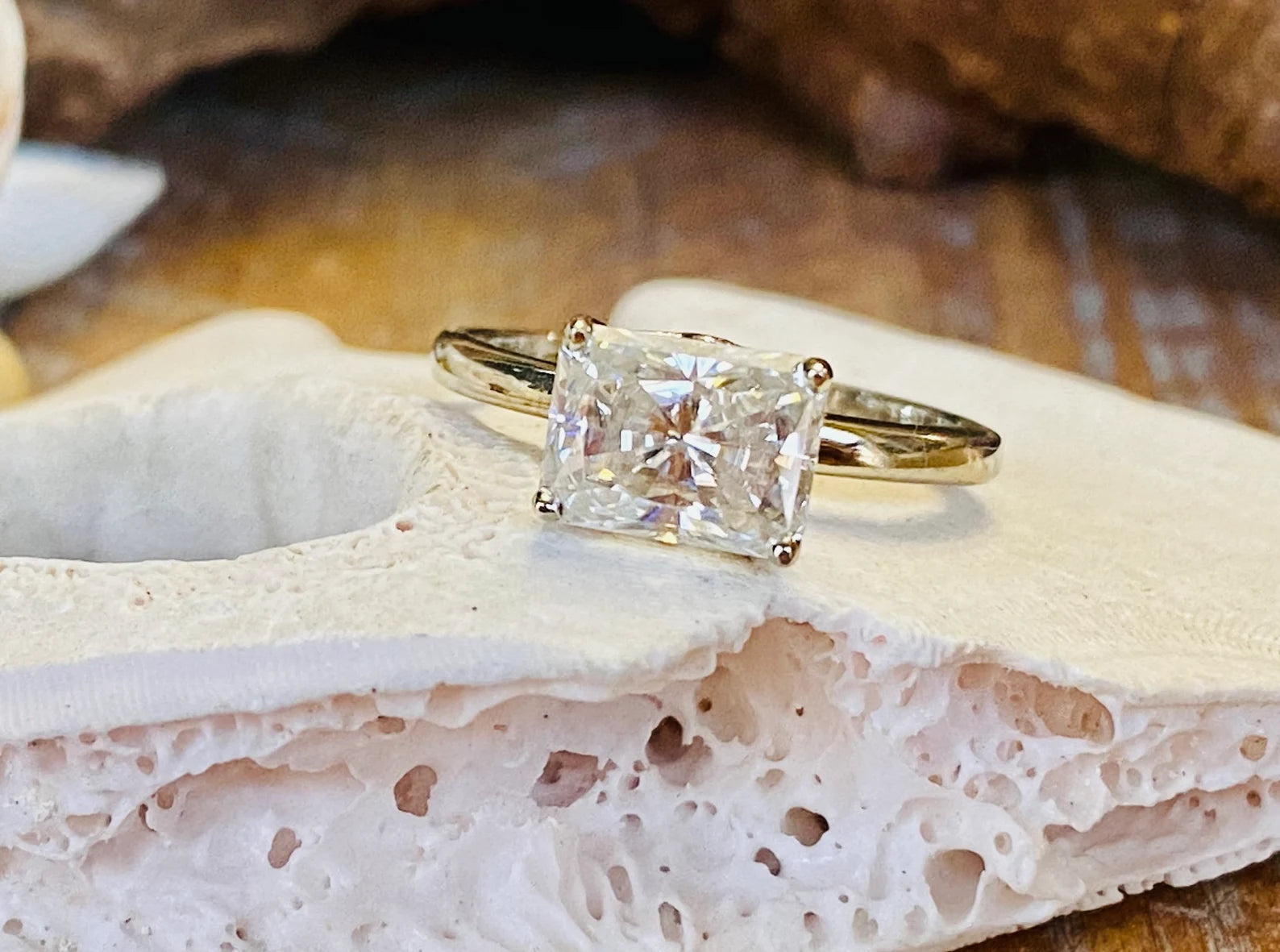 Moissanite Radiant Cut Solitaire East West Setting Engagement Ring 2.0 ...